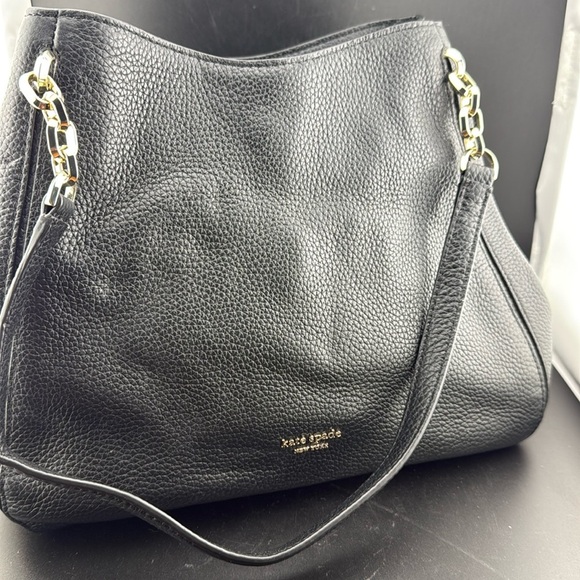 kate spade | Bags | Kate Spade New York Black Pebbled Leather Triple ...
